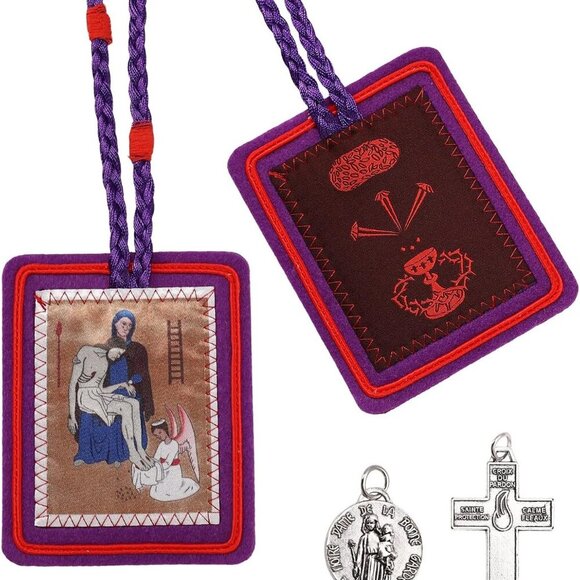 Jewelry | Catholic Purple Wool Scapular With Cross Medal And Protection ...